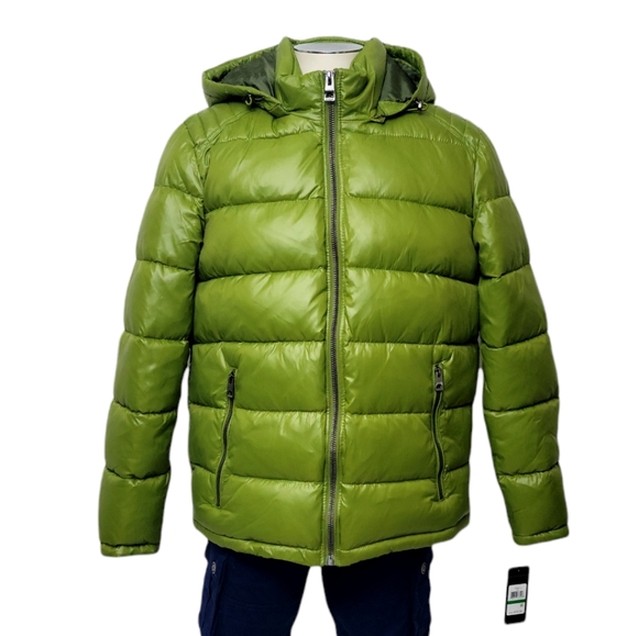 Guess | Jackets & Coats | Nwt Guess Green Moss Hooded Puffer Coat L ...